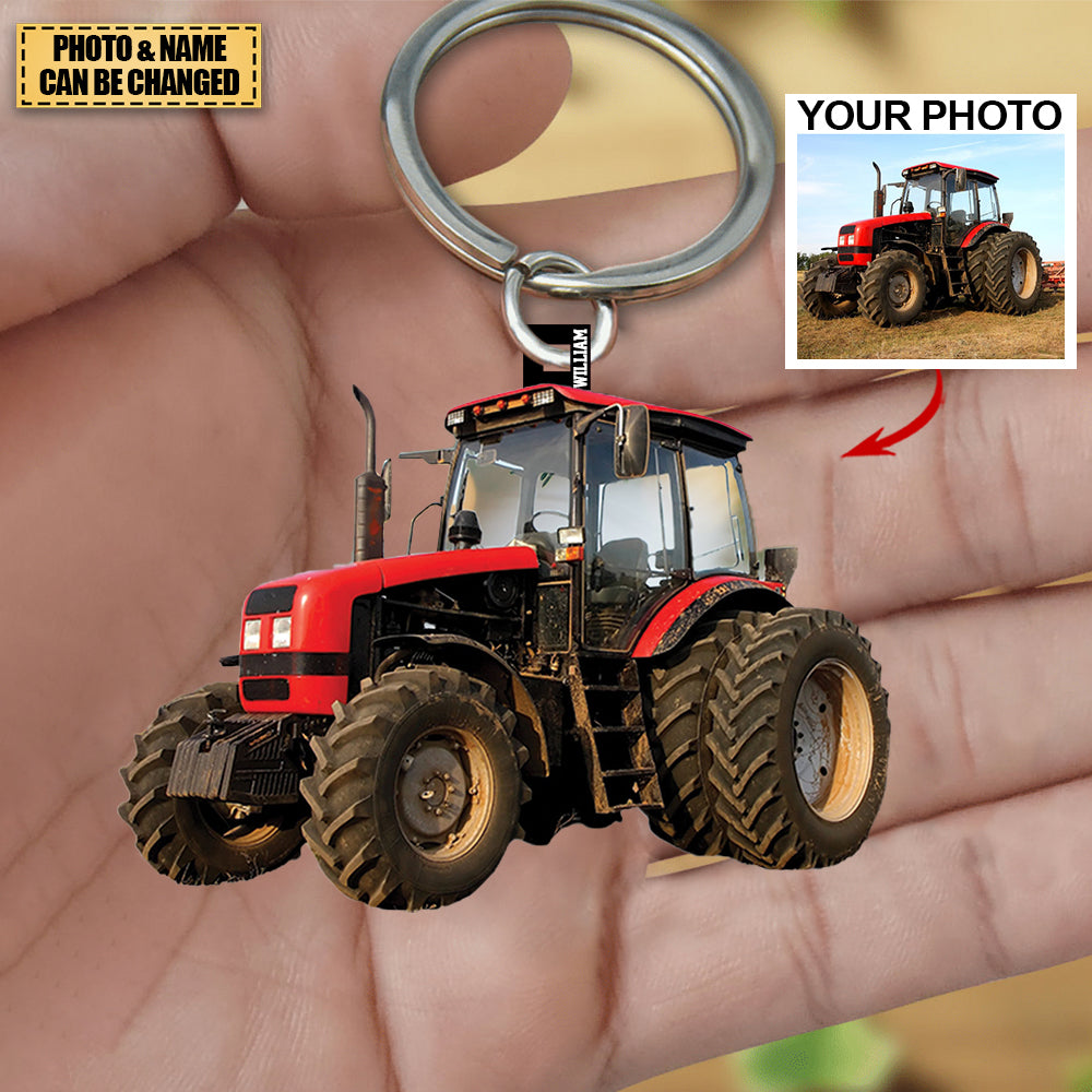 Personalized Tractor Acrylic Keychain-Gift For Farmer - Custom Your Ph ...