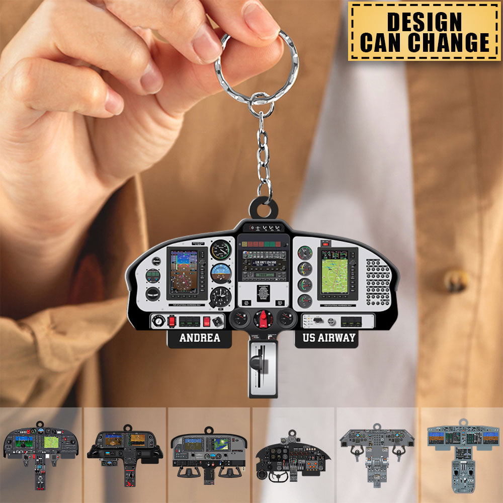 Personalized Aircraft Cockpit Keychain - Gift For Pilot - OKBANDS