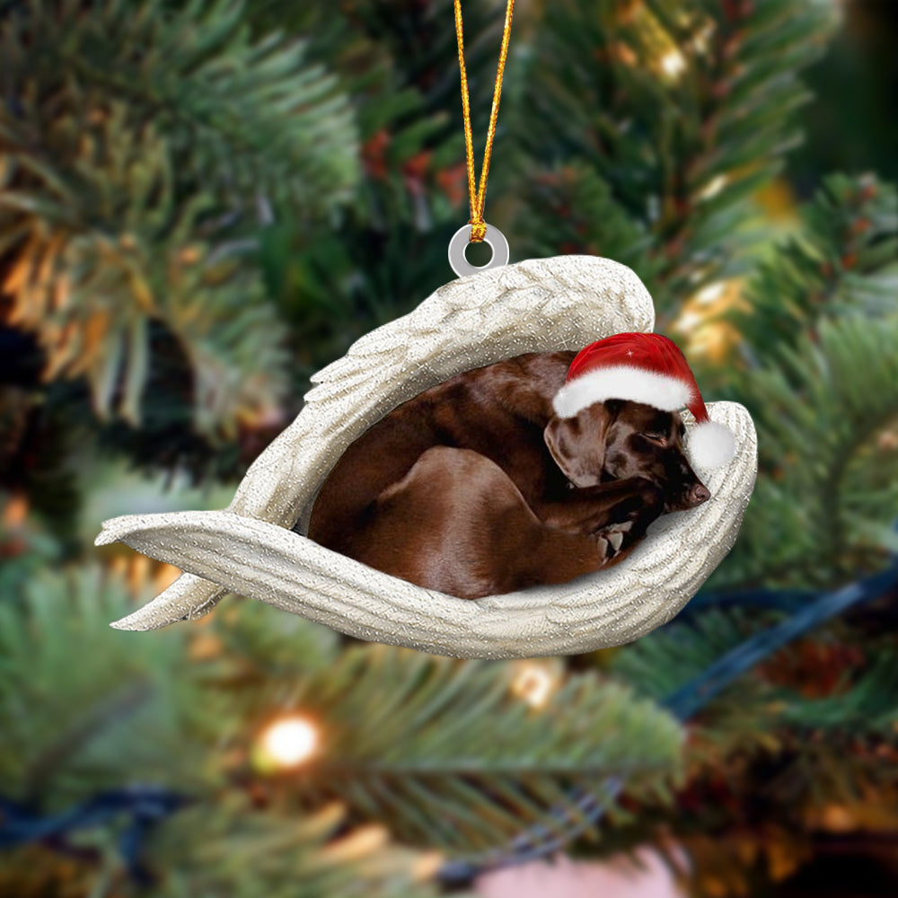 Chocolate labrador Sleeping Angel Christmas Ornament - OKBANDS