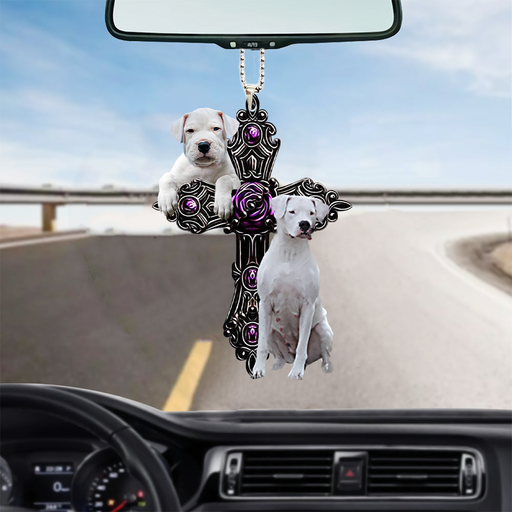 Dogo Argentino Pray For God Car Hanging Ornament - OKBANDS