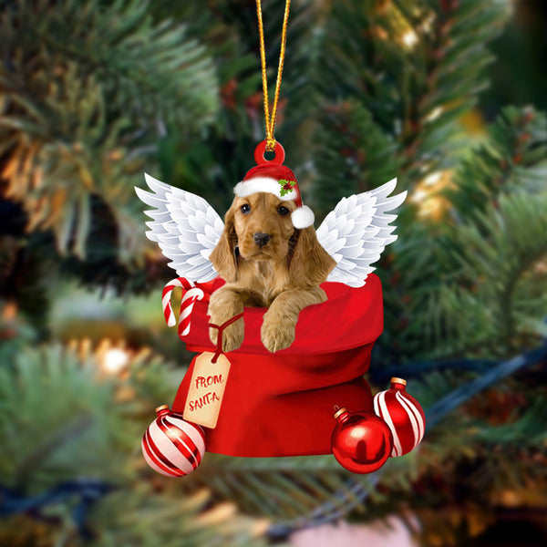 English Cocker Spaniel Angel Gift From Santa Christmas Ornament - OKBANDS