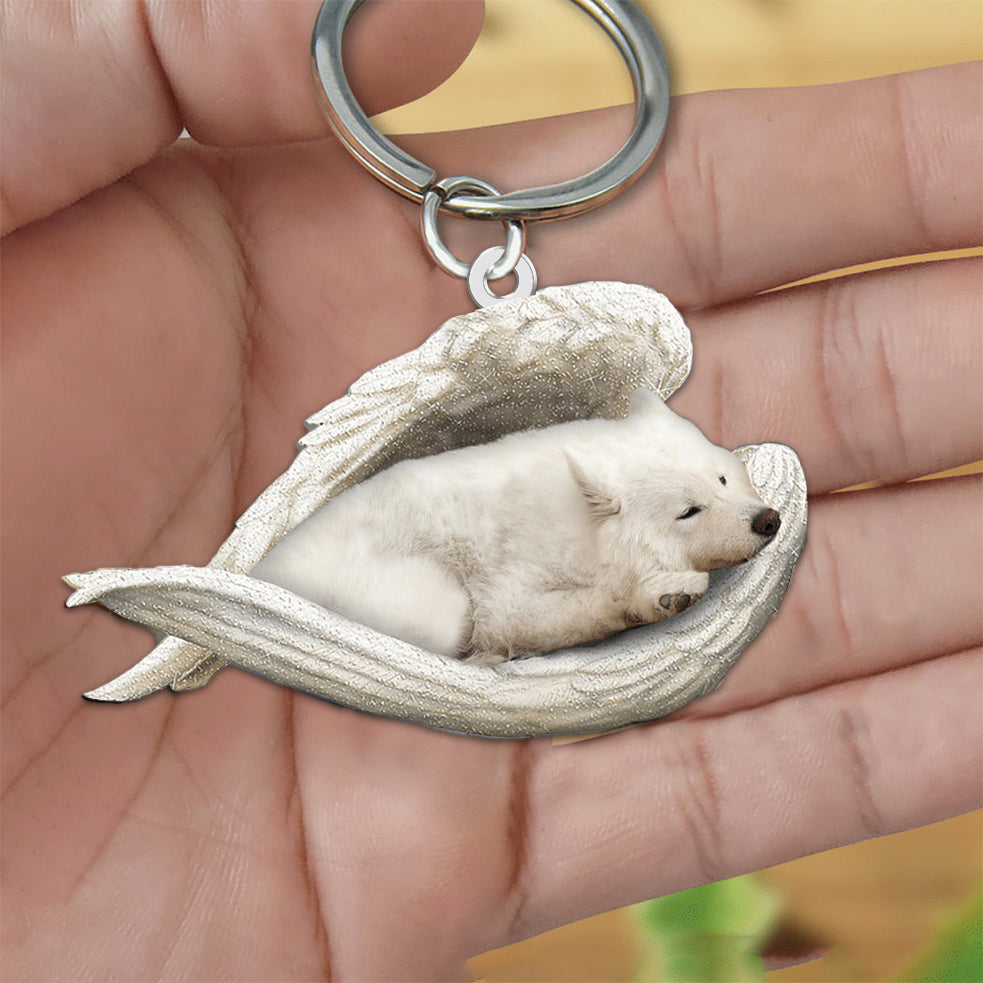 Samoyed Sleeping Angel Acrylic Keychain - OKBANDS