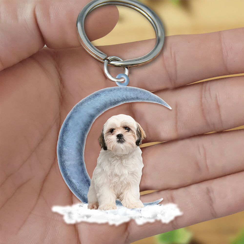 Shih Tzu On The Moon Flat Acrylic Keychain - OKBANDS