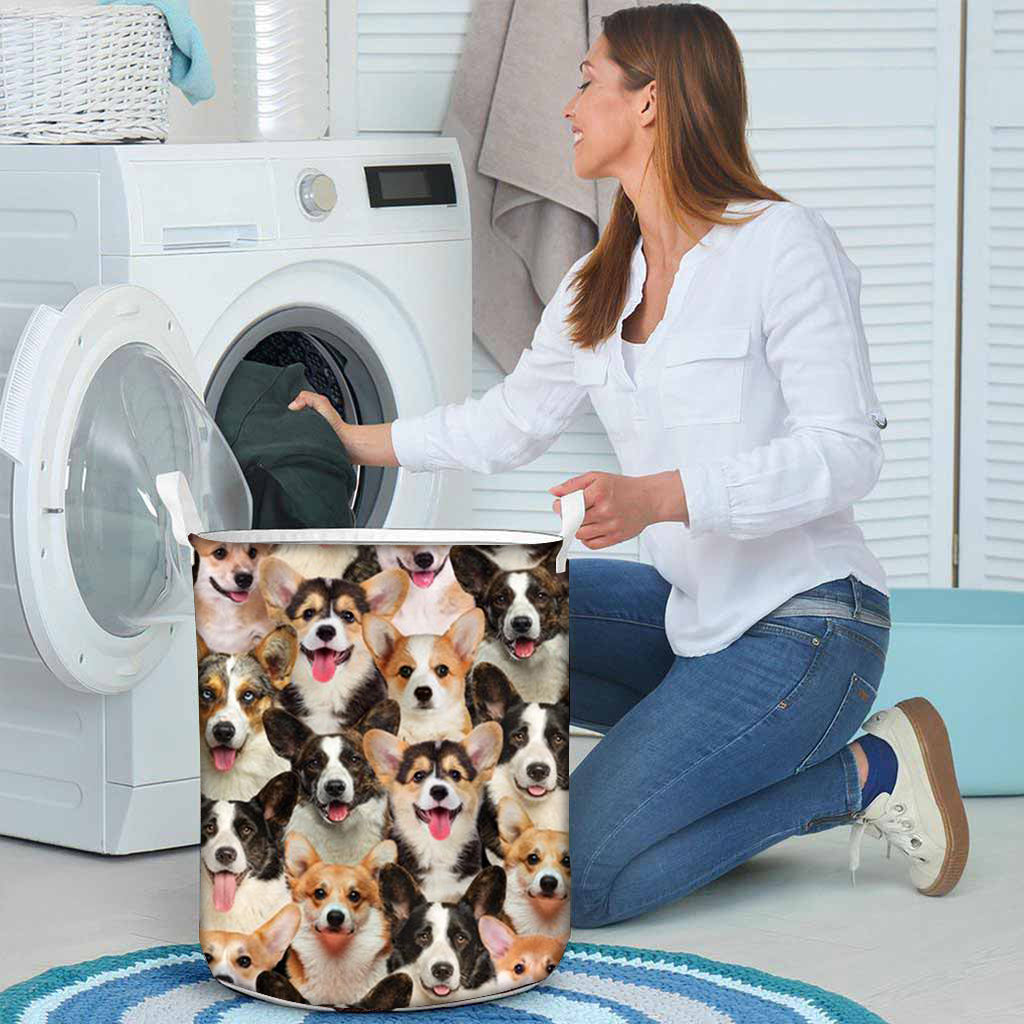 A Bunch Of Welsh Corgis Laundry Basket - OKBANDS