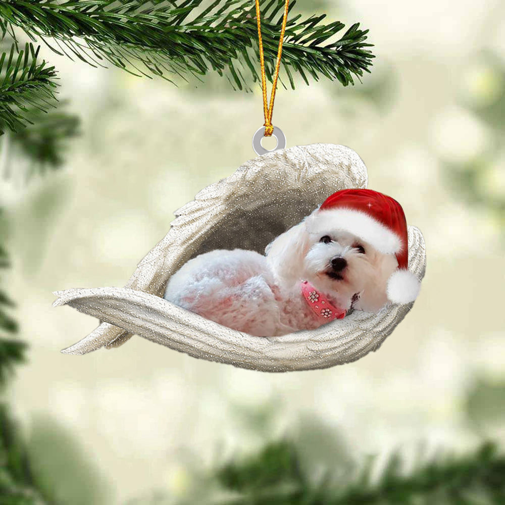 White Poodle Sleeping Angel Christmas Ornament - OKBANDS